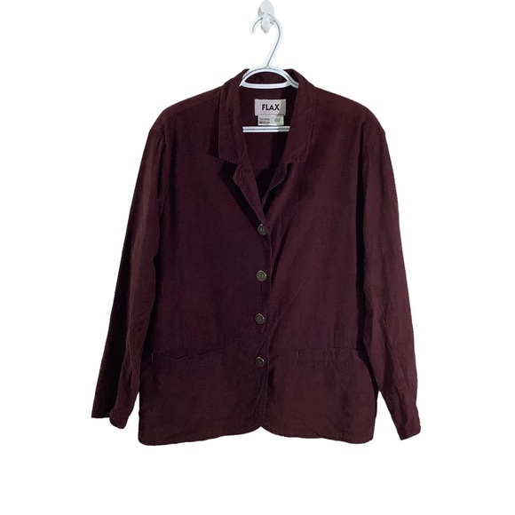 Flax | Jackets & Coats | Flax Burgundy 0 Cotton Four Button Blazer ...